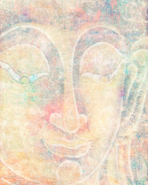 Pastel Colour Buddha Wall Art, Asian Canvas Art Painting – Blue Surf Art